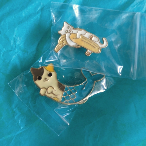 Accessories | Cat Enamel Pins Bundle Meowmaid And Cat Banana | Poshmark